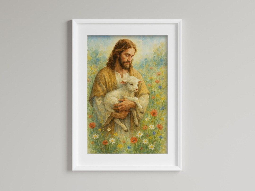Jesus and the Lost Sheep Print: Christian Bible Verse Wall Art (digital ...