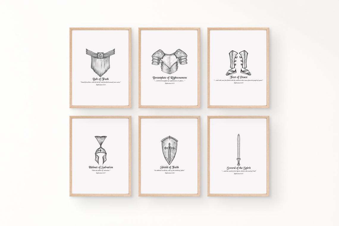 Full Armor of God Digital, Ephesians 6:13-17, Bible Print, Jesus Art ...