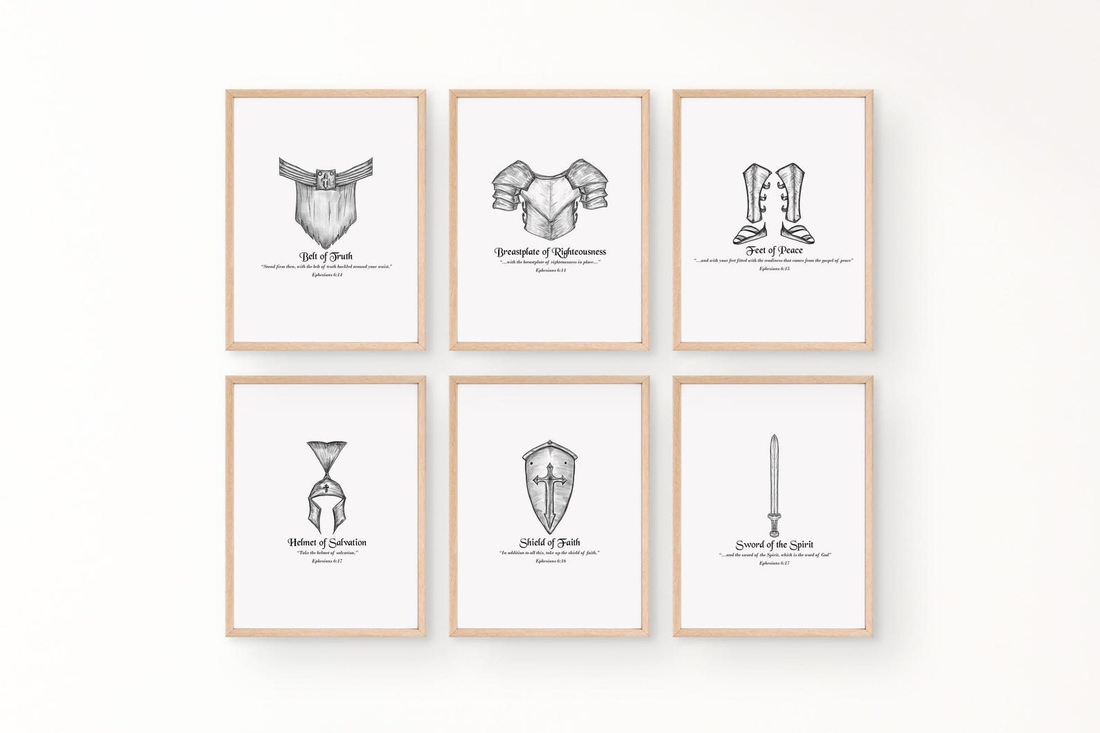 Full Armor of God Digital, Ephesians 6:13-17, Bible Print, Jesus Art ...