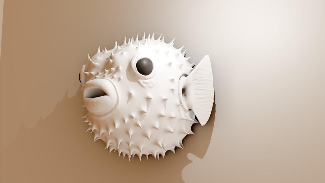 Puffer Fish Wall Decor - 3D Printed Ocean-themed Art, Unique Marine ...
