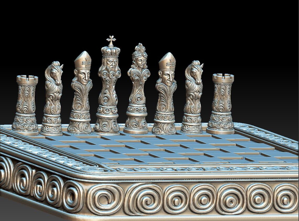 Baroque Chess Set | Ornamental 3D Printed PLA Collectible - Etsy