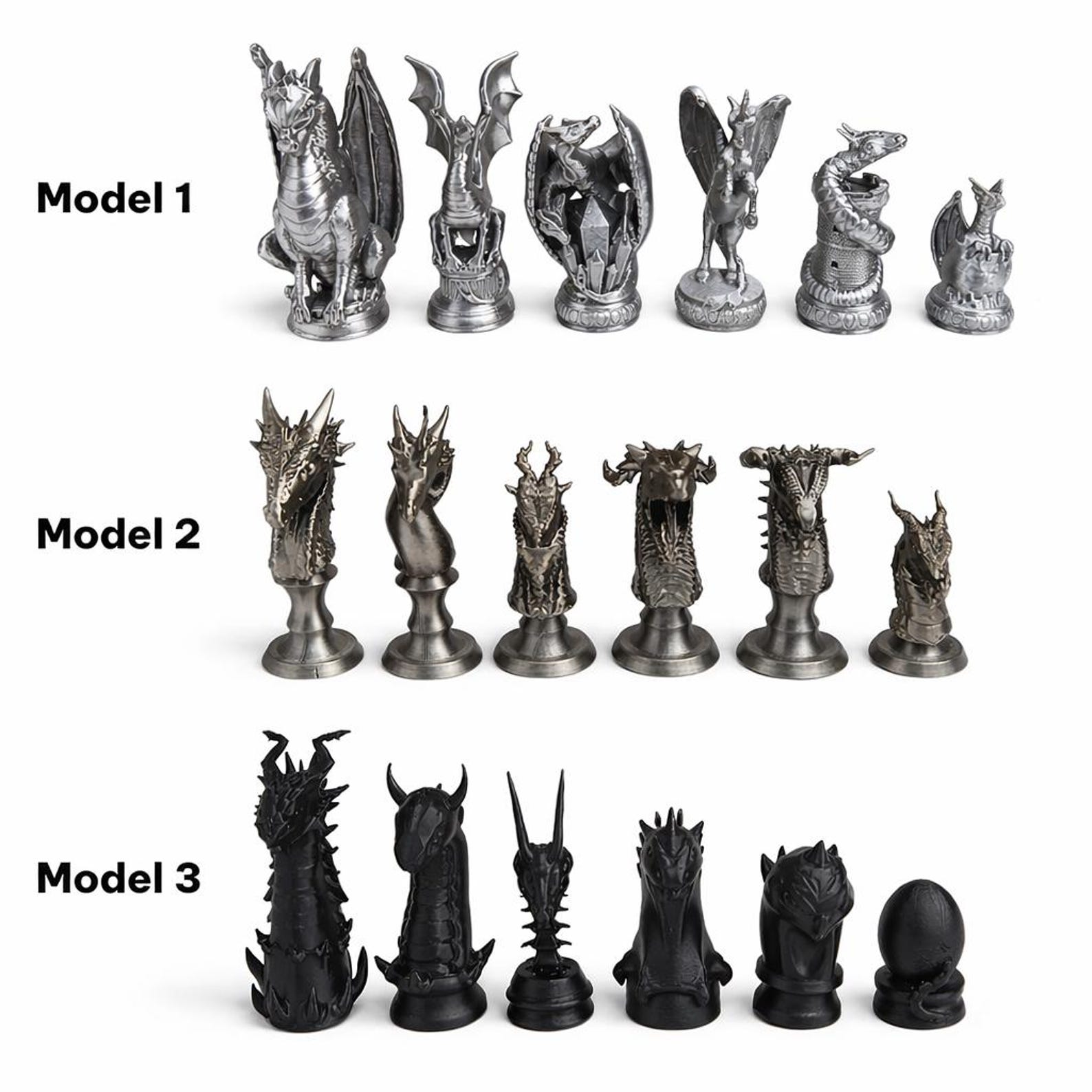 Dragon Chess Pieces Set: 3D Printed Fantasy Chess for Collectors - Etsy