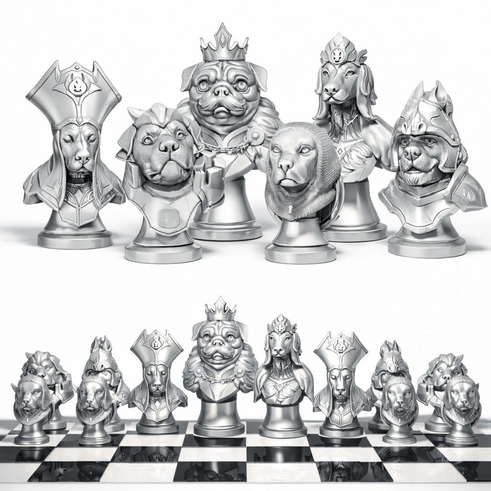 Dog-themed Chess Set – Fantasy Animal Chess – Decorative and ...