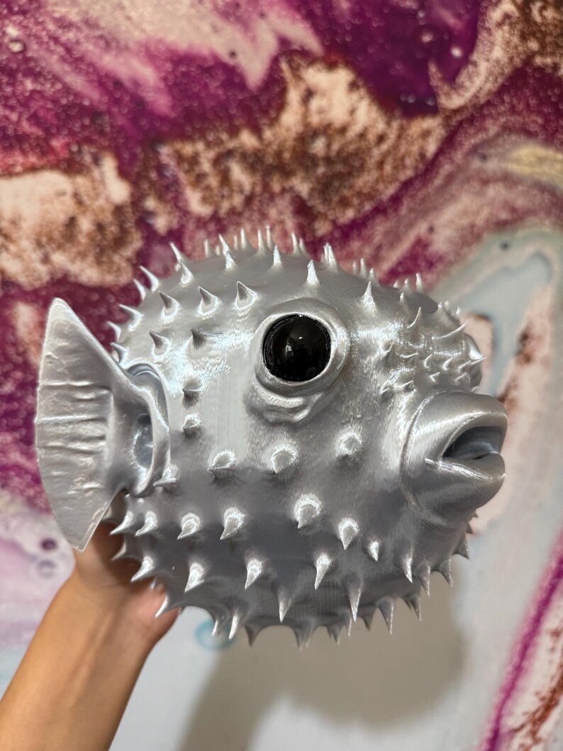 Puffer Fish Wall Decor - 3D Printed Ocean-themed Art, Unique Marine ...