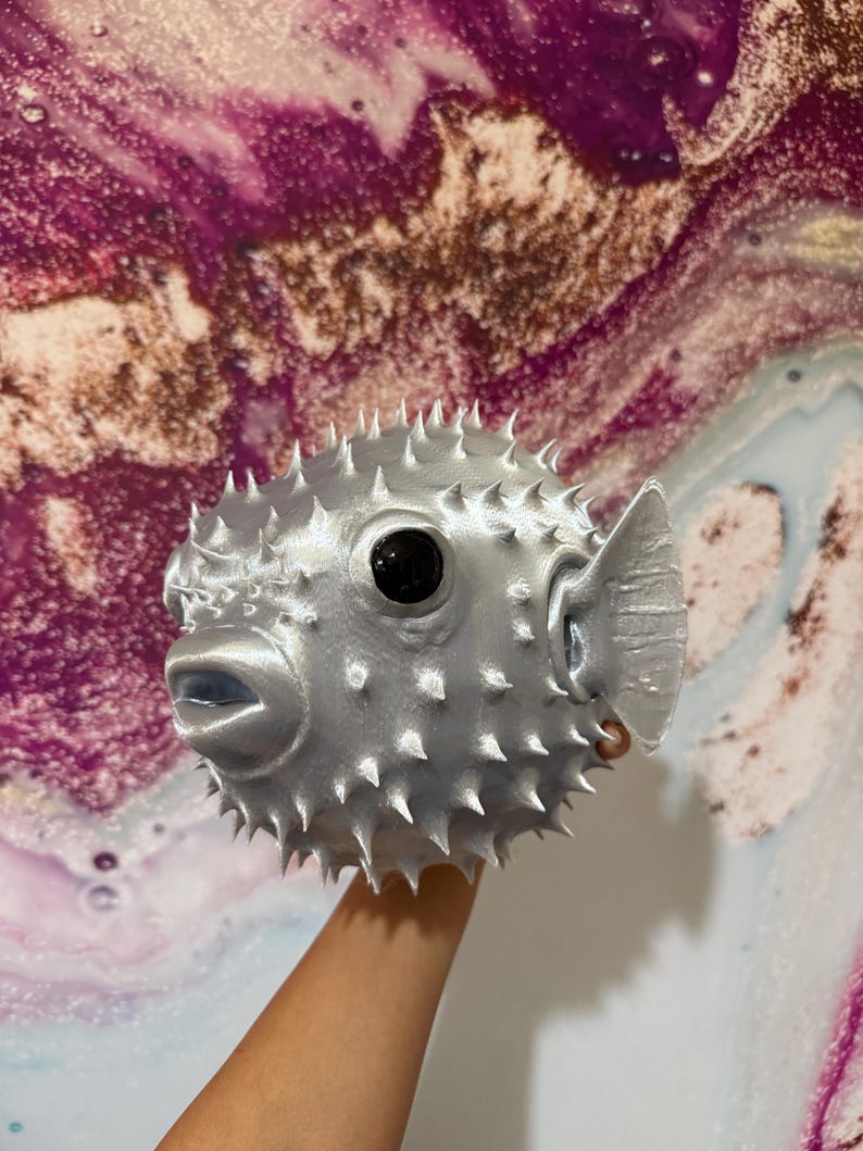 Puffer Fish Wall Decor - 3D Printed Ocean-themed Art, Unique Marine ...