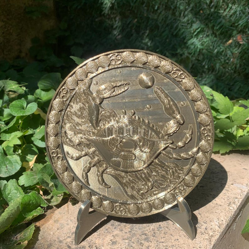 Cancer Zodiac Sign Coin Bronze Cancer Statue Vintage Horoscope 3D Print ...