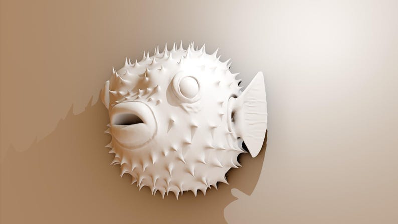 Puffer Fish Wall Decor - 3D Printed Ocean-themed Art, Unique Marine ...