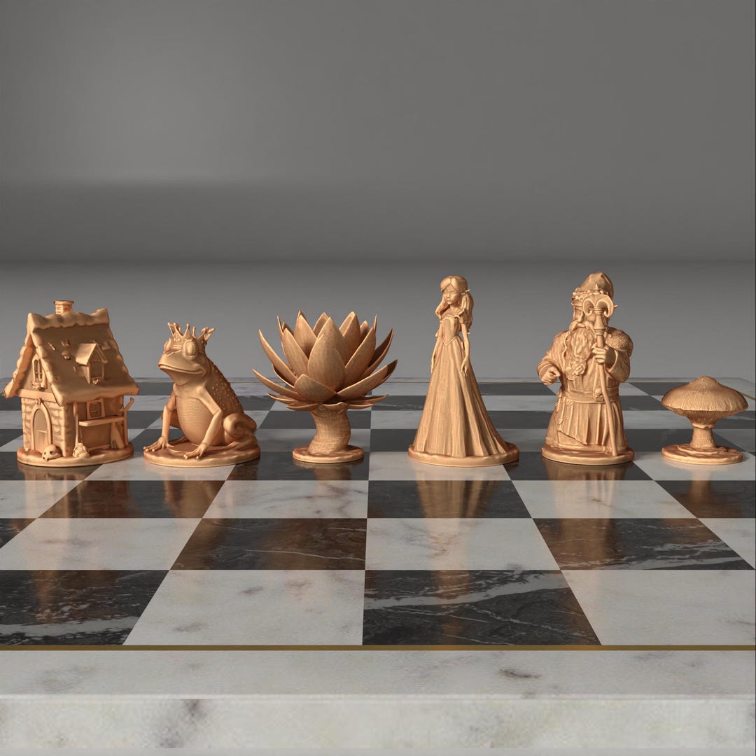 Fairy Tale Chess Set: 3D Printed Gnome, Fairy, and Lotus Figures - Etsy