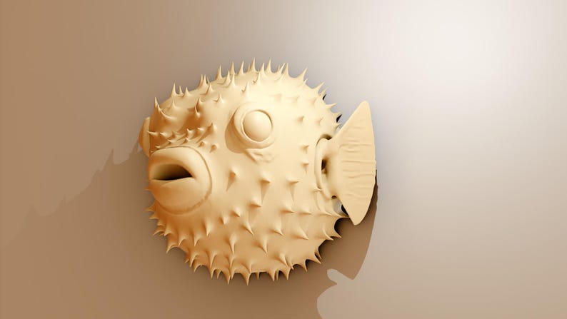 Puffer Fish Wall Decor - 3D Printed Ocean-themed Art, Unique Marine ...