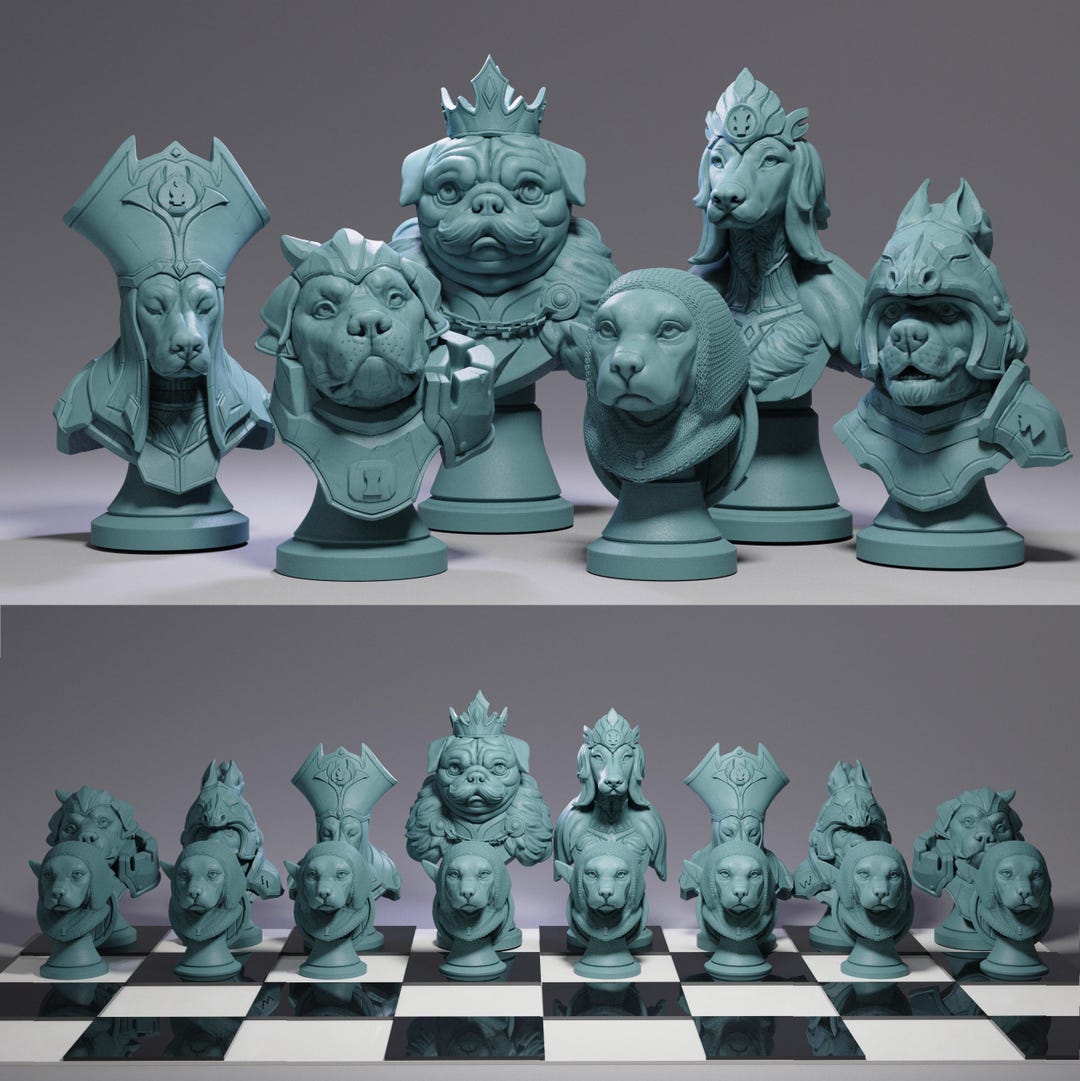 Dog-themed Chess Set – Fantasy Animal Chess – Decorative and ...
