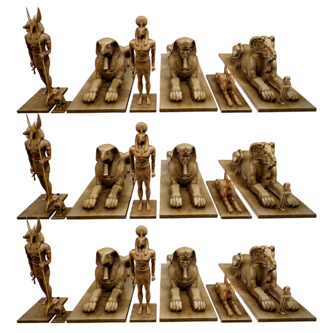 Ancient Egyptian Guardians Set of 7 Iconic Statues Featuring Anubis ...