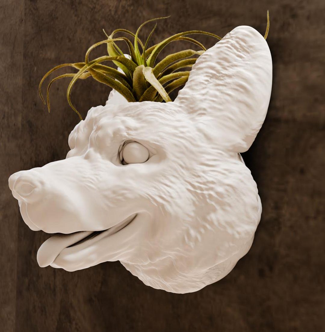 Corgi Head Smiling Wall Mount Planter - Succulent Planter - Flower Pot ...