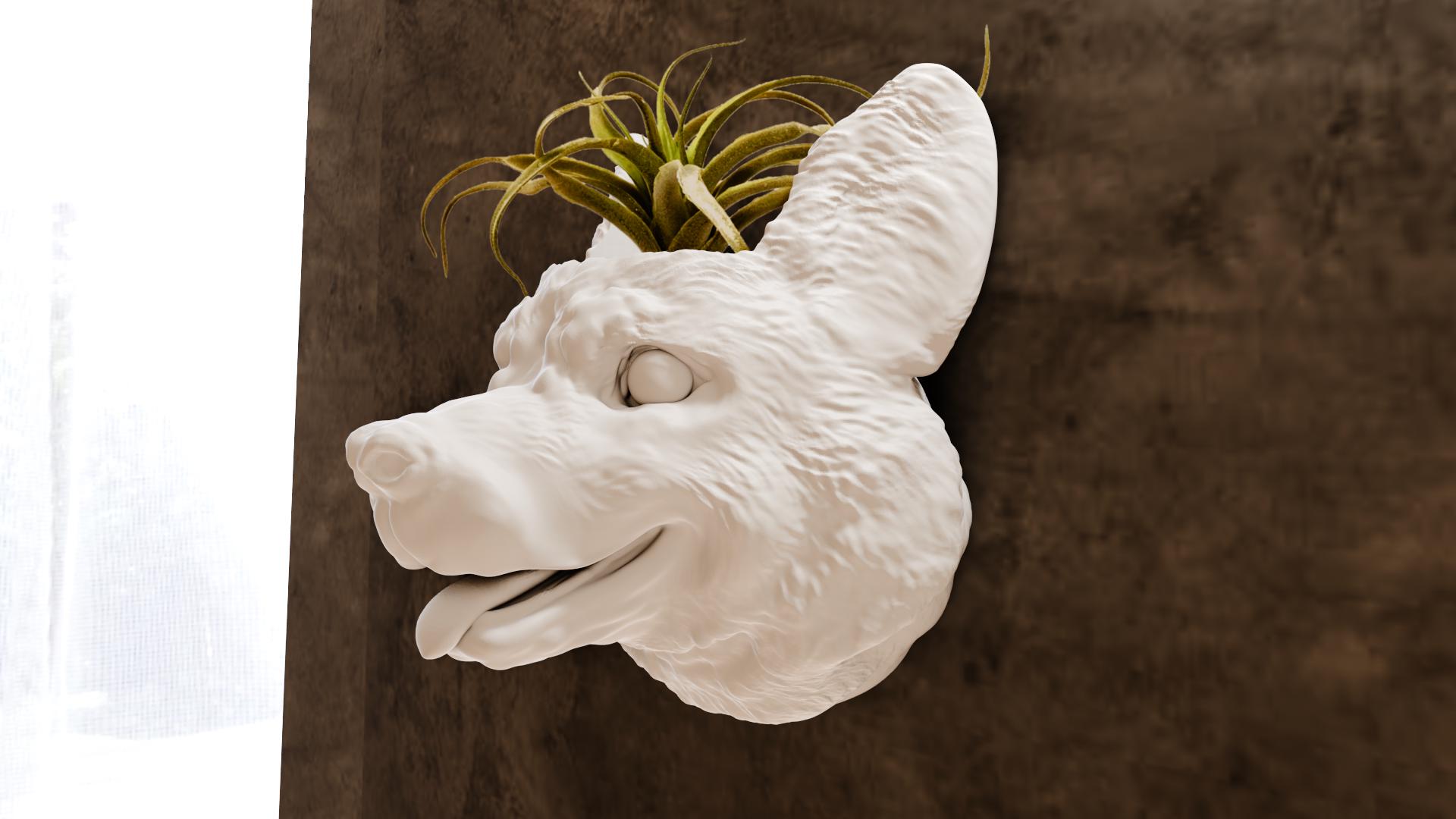 Corgi Head Smiling Wall Mount Planter - Succulent Planter - Flower Pot ...