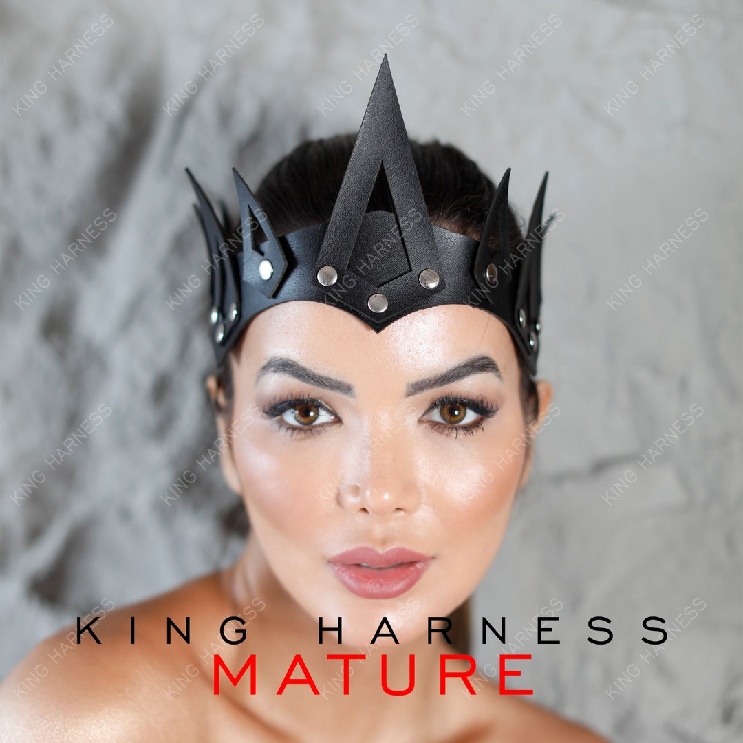 Black Leather Crown, Halloween Accessories, Leather Tiara, Crown ...