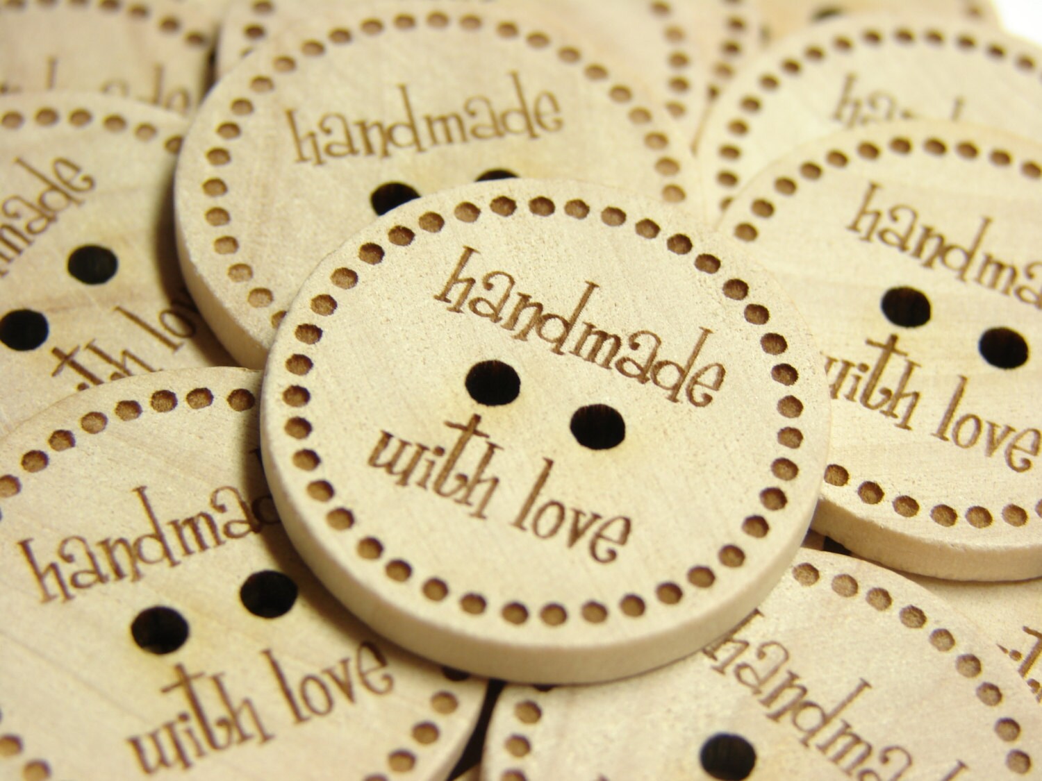 1 Wooden Buttons hand with love Set of 10 | Etsy