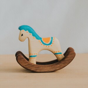 Handmade Wooden Rocking Horse Toy, Miniature Wooden Horse Toys, Toddler ...