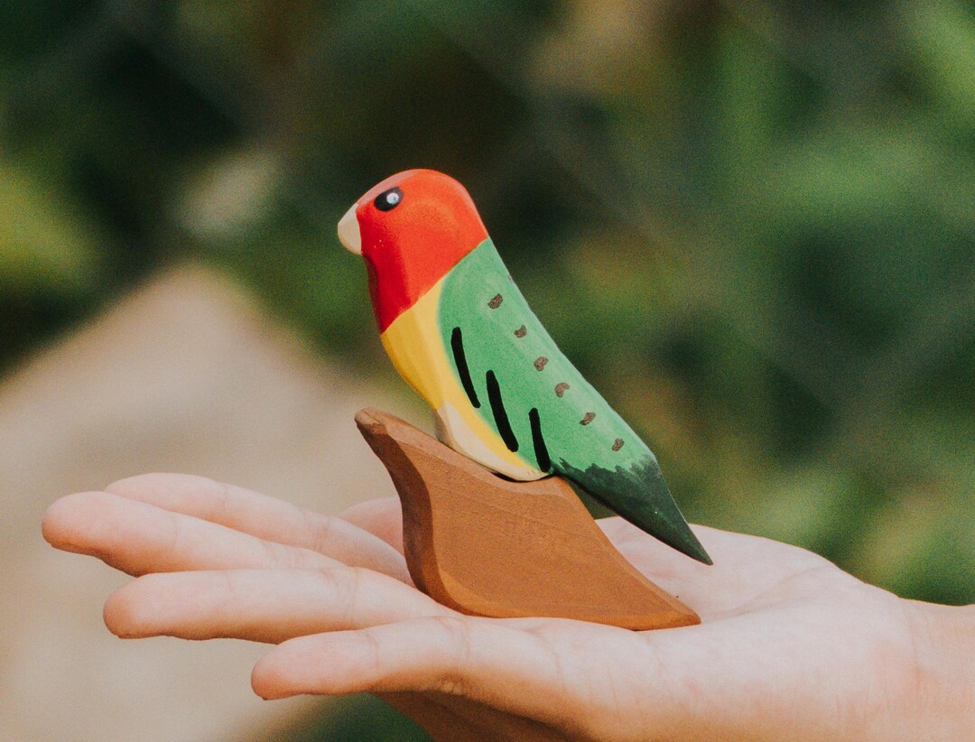 Handcrafted Lovebird Wooden Toy, Rustic Bird Decor, Unique Gift for ...