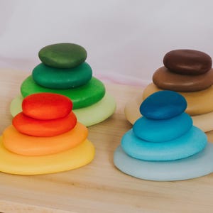 Stacking Pebble Set, Waldorf Toys, Open Ended Play, Wooden Stone ...