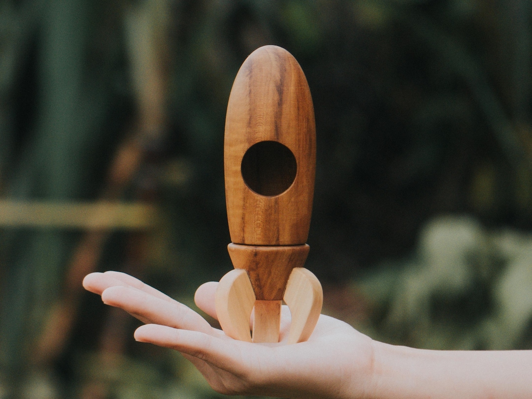 Teak Wooden Rocket Ship, Space Toy, Toy Rocket, Waldorf Toy, Solar ...