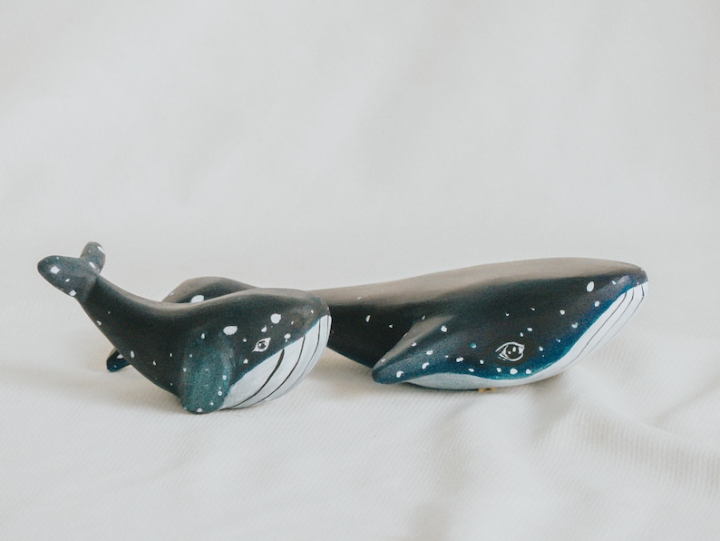 Wooden Blue Whale Figurine, Wooden Whale Toy Figurine, Wooden Ocean ...