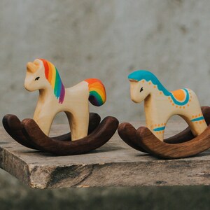 Handmade Wooden Rocking Horse Toy, Miniature Wooden Horse Toys, Toddler ...
