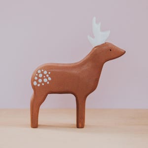 Wooden Deer Family, Wooden Stag Doe Fawn, Handmade Deer, Montessori Toy ...