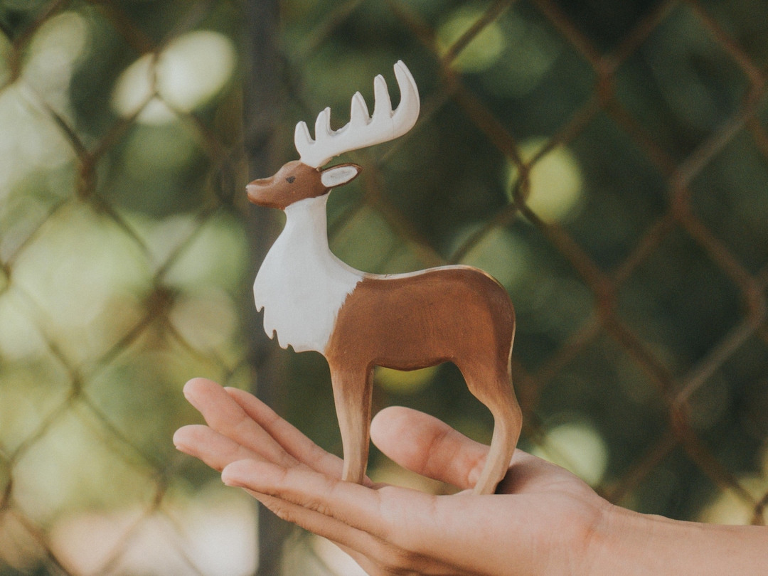 Wooden Reindeer, Rudolf Figurine, Christmas Gift for Kid, Christmas ...