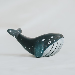 Wooden Blue Whale Figurine, Wooden Whale Toy Figurine, Wooden Ocean ...