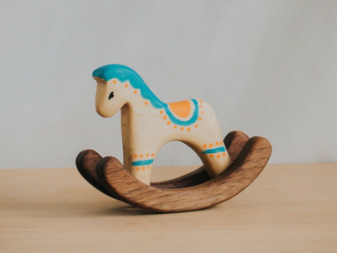 Handmade Wooden Rocking Horse Toy, Miniature Wooden Horse Toys, Toddler ...