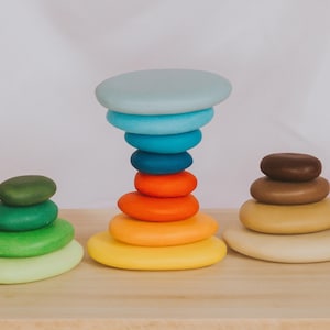 Stacking Pebble Set, Waldorf Toys, Open Ended Play, Wooden Stone ...