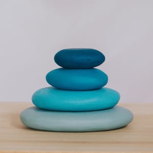 Stacking Pebble Set, Waldorf Toys, Open Ended Play, Wooden Stone ...