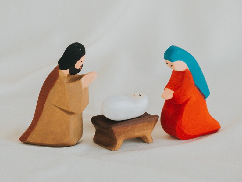 Wooden Nativity Set for Kids, Nativity Figurines, Christmas Nativity ...