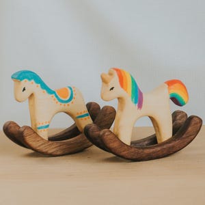 Handmade Wooden Rocking Horse Toy, Miniature Wooden Horse Toys, Toddler ...