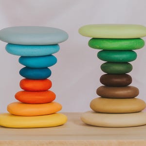 Stacking Pebble Set, Waldorf Toys, Open Ended Play, Wooden Stone ...