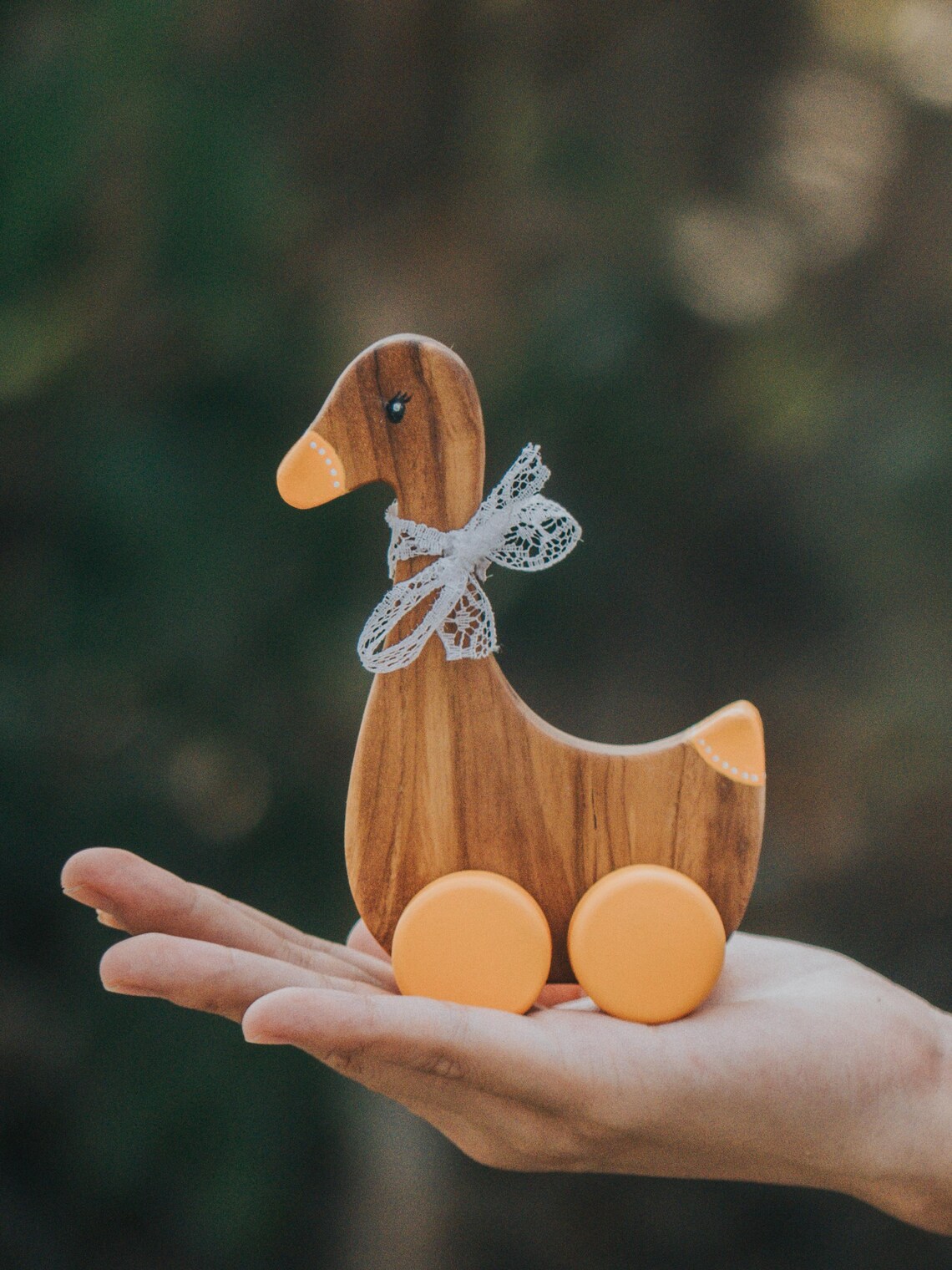Handcrafted Wood Duck Toy, Moving Wooden Duckling, Teak Wooden Push ...