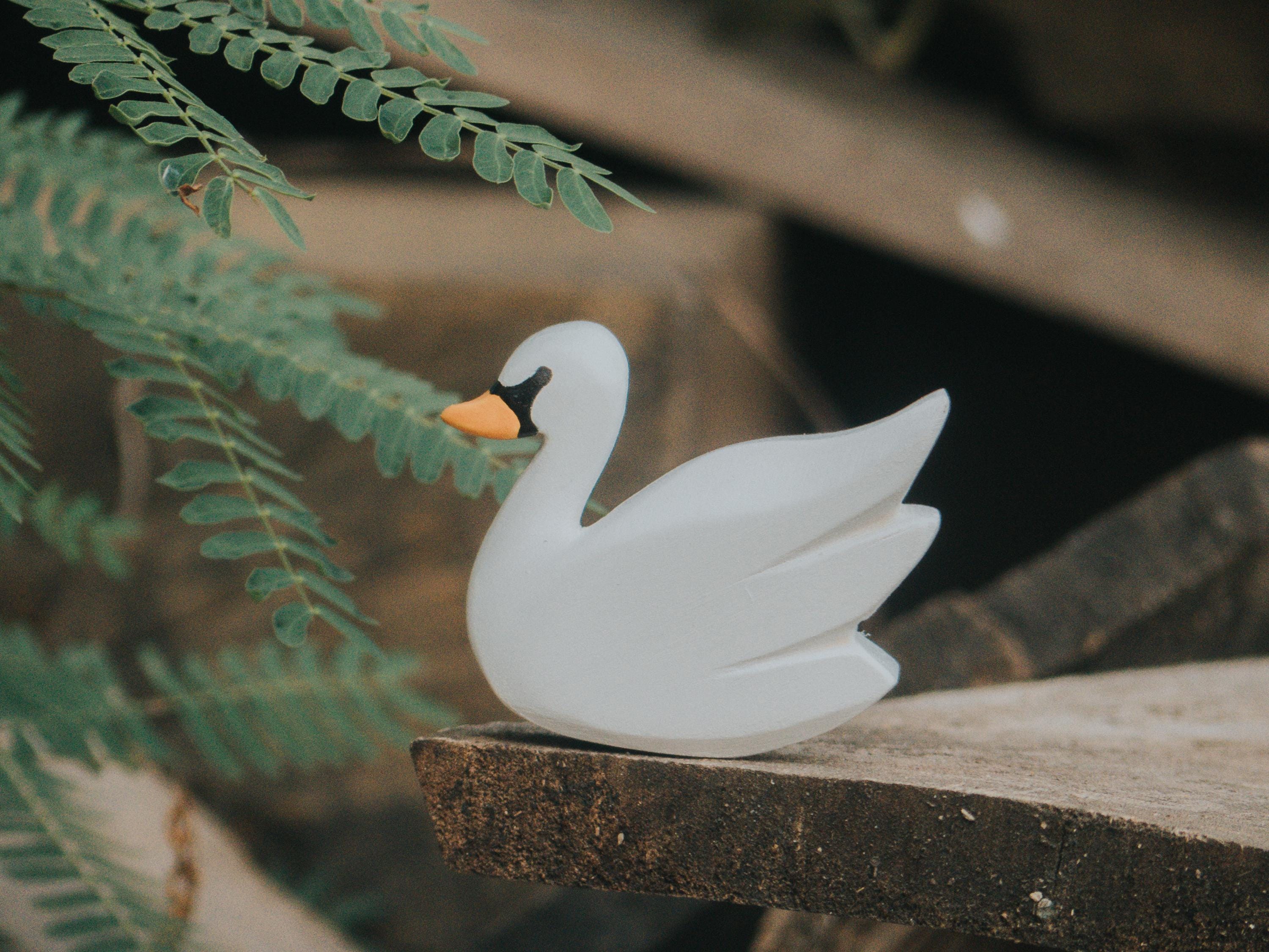 Wooden Swan Toy, Handcrafted Wooden Swan Figurine, Waldorf Wooden Toy ...