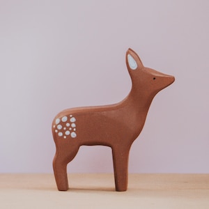Wooden Deer Family, Wooden Stag Doe Fawn, Handmade Deer, Montessori Toy ...