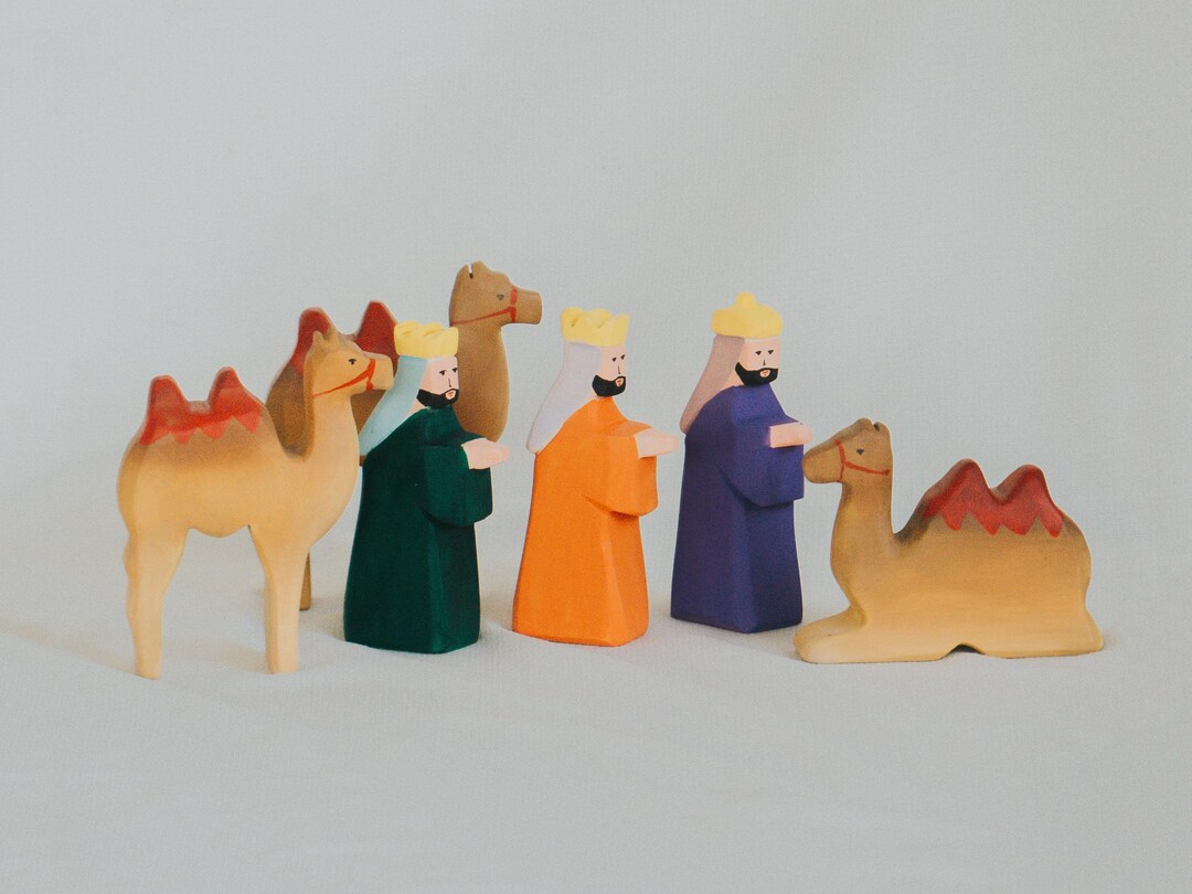 The Three Kings Wooden Figure, Wiseman Nativity Figurines, Christmas ...
