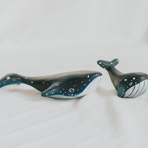 Wooden Blue Whale Figurine, Wooden Whale Toy Figurine, Wooden Ocean ...