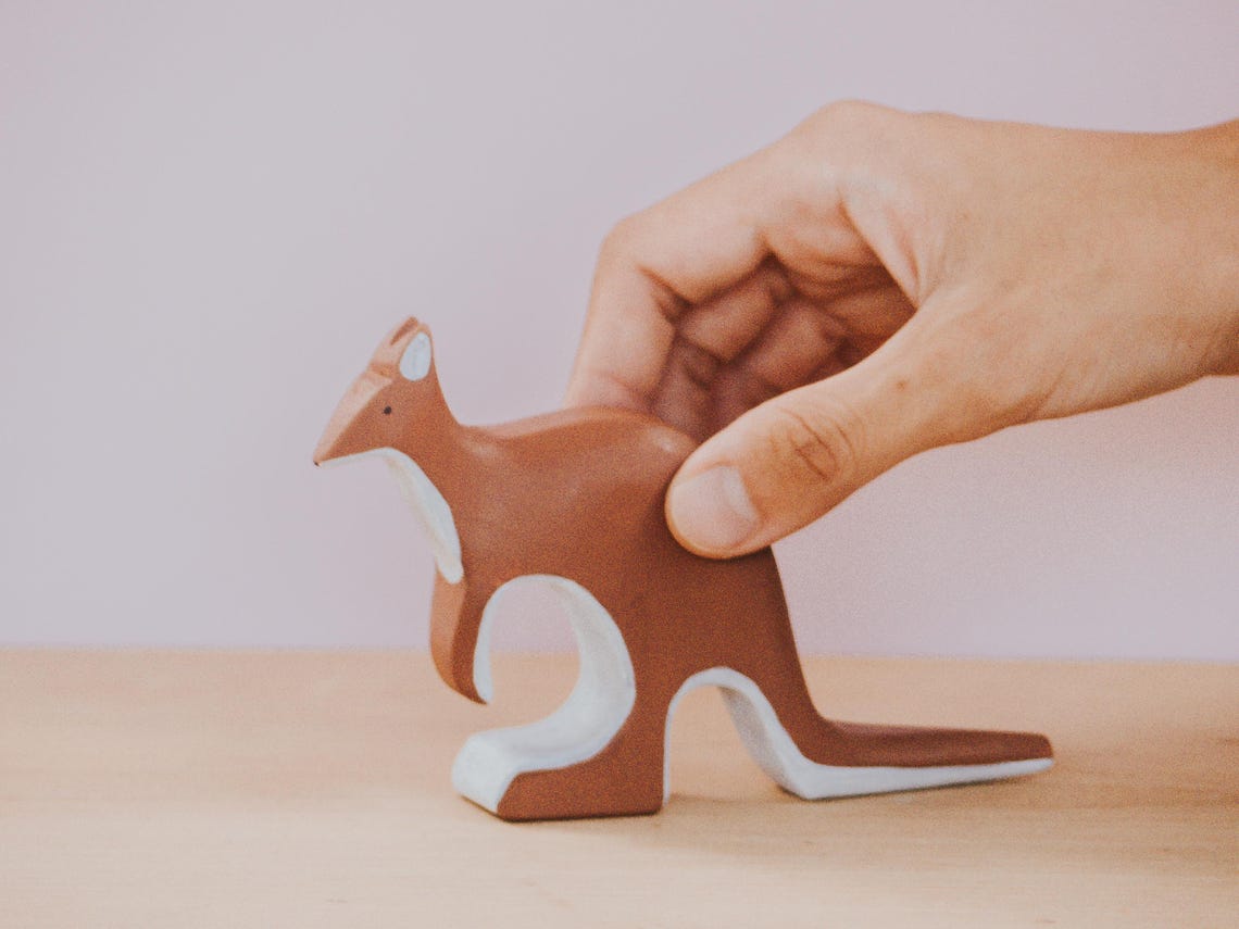 Wooden Kangaroo, Handmade Animal, Montessori Toy, Figure Animal ...