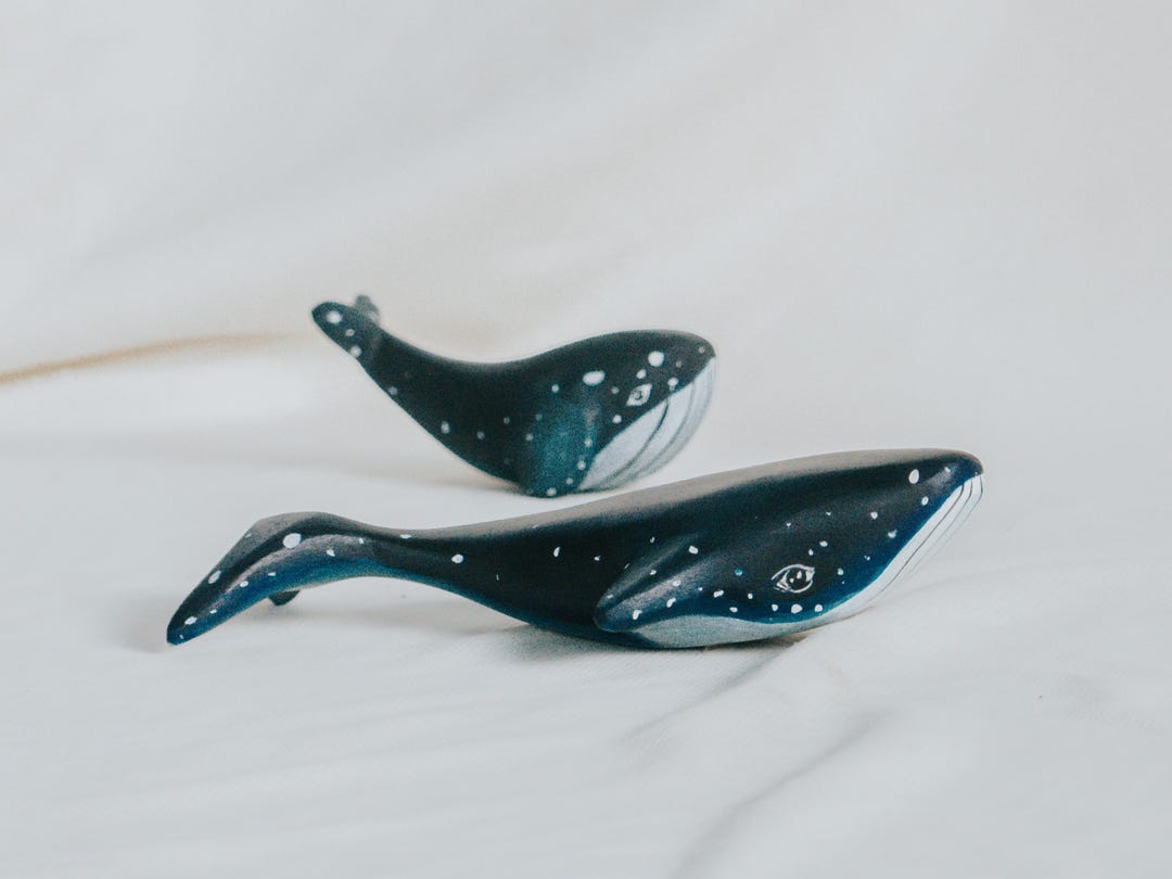Wooden Blue Whale Figurine, Wooden Whale Toy Figurine, Wooden Ocean ...