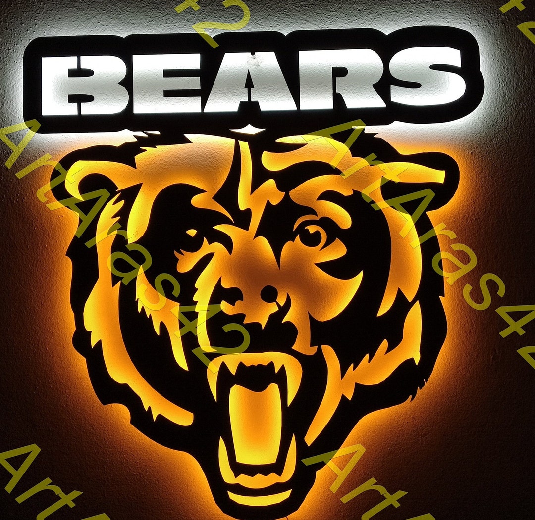 Bears, Chicago Bears, Chicago Bears Led Sign, Chicago Metal Wallart ...