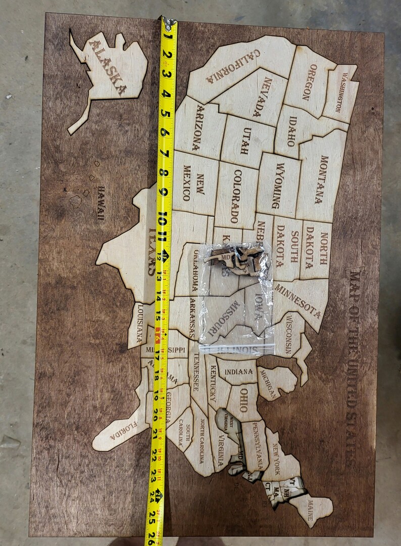 Large Wooden Map of the United States Puzzle. 26x18 - Etsy