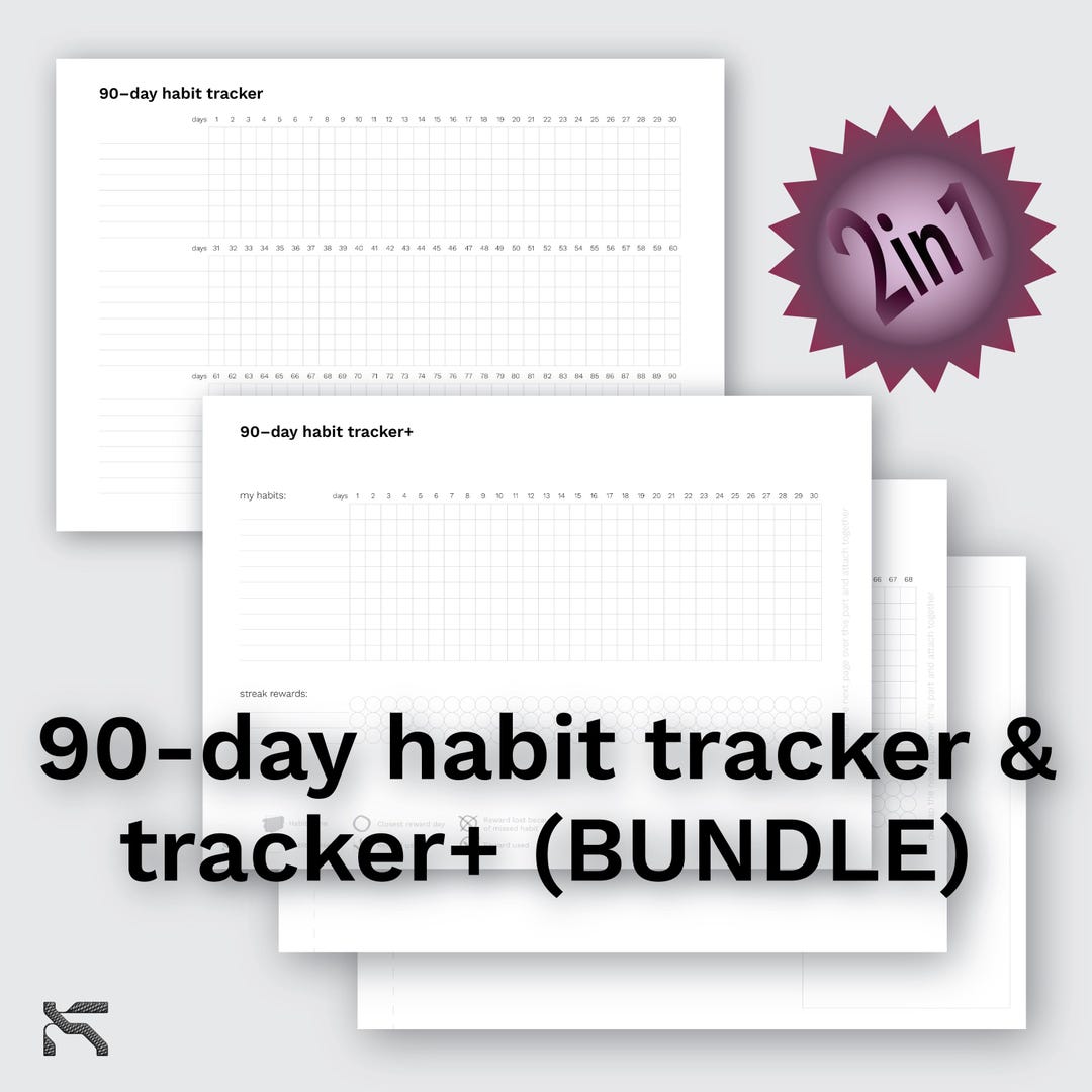 90-day Habit Tracker & Tracker BUNDLE Minimal and Simple Design ...