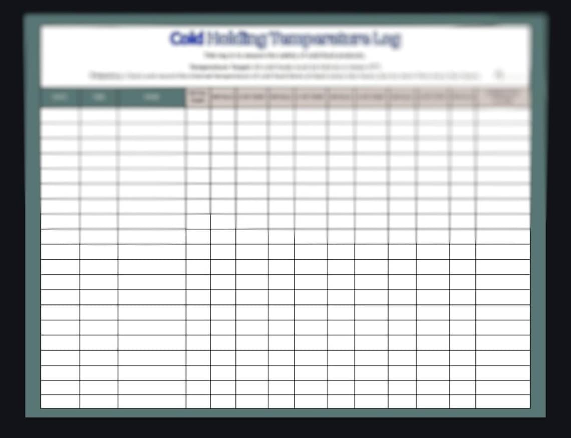 Food Temperature Log - Hot & Cold Holding Logs, HACCP Compliant ...