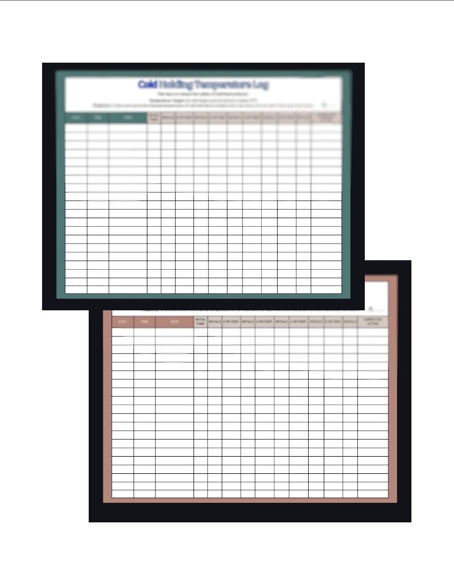 Food Temperature Log - Hot & Cold Holding Logs, HACCP Compliant ...