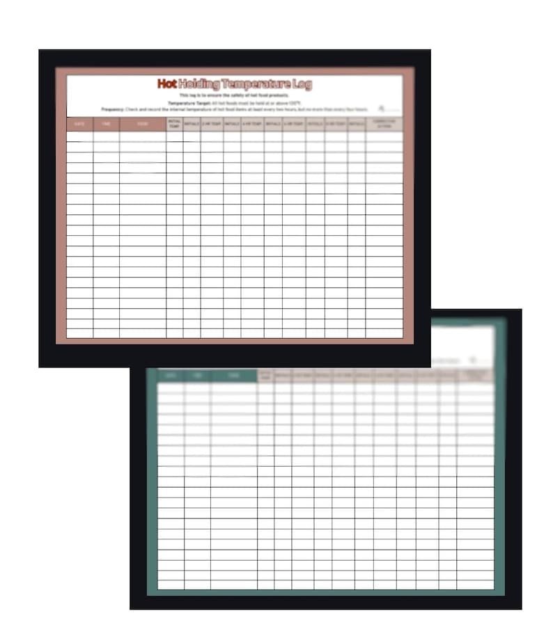 Food Temperature Log - Hot & Cold Holding Logs, HACCP Compliant ...