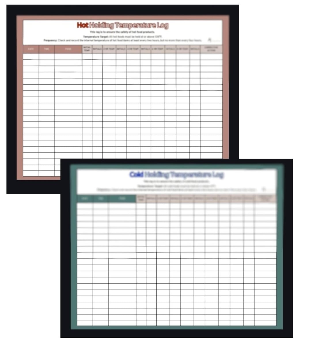 Food Temperature Log - Hot & Cold Holding Logs, HACCP Compliant ...