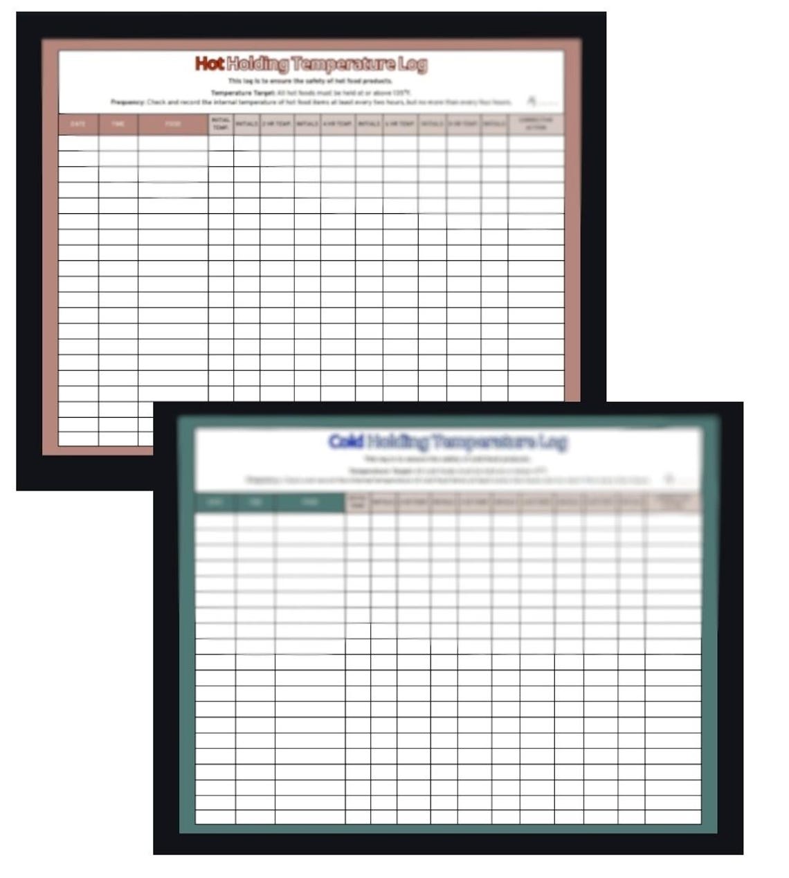 Food Temperature Log - Hot & Cold Holding Logs, HACCP Compliant ...