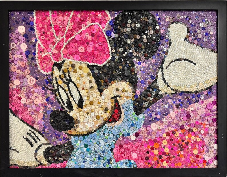 Handcrafted Button Art - Iconic Minnie Mouse Design | Unique Wall Decor ...